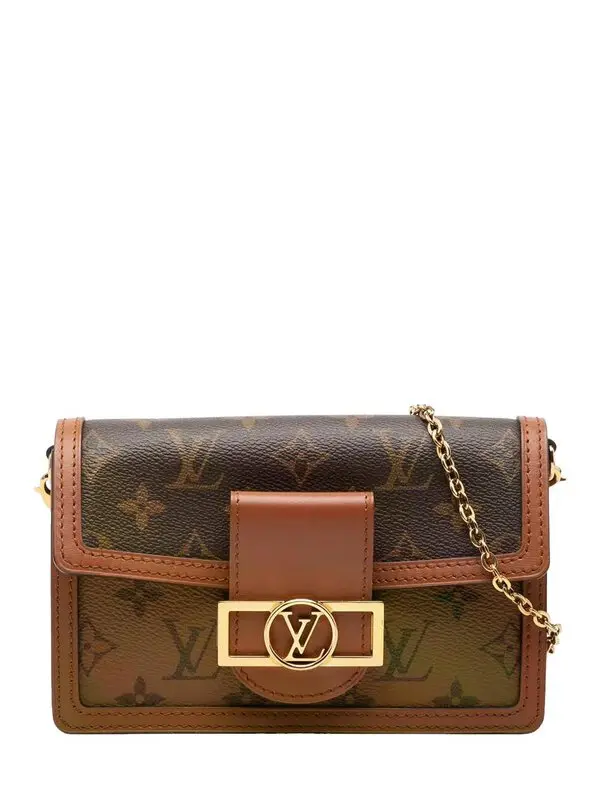 LOUIS VUITTON Monogram Reverse Dauphine Wallet On Chain Crossbody Bag - Brown