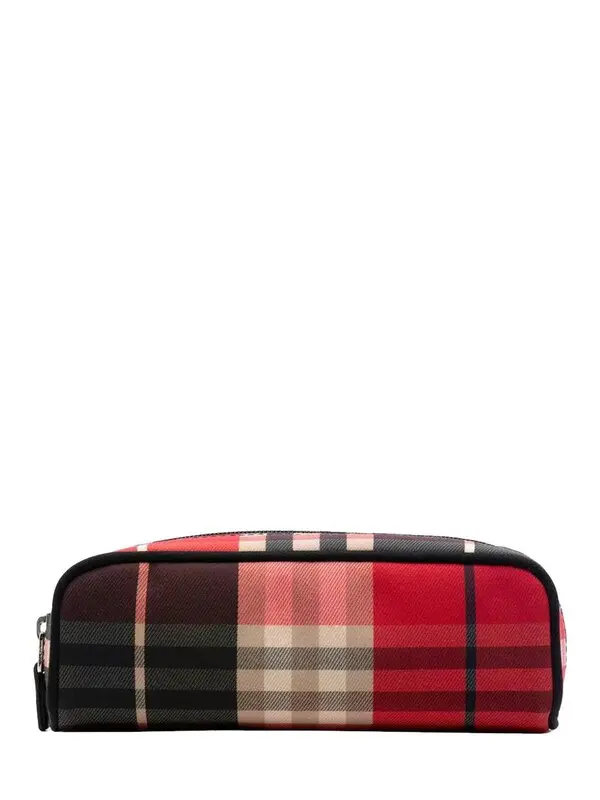Burberry Exploded Check Canvas Pouch - Red