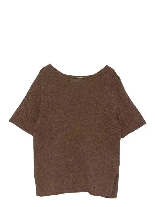 Marc O'polo Short Sleeve Boat Neck Sweater - Brown