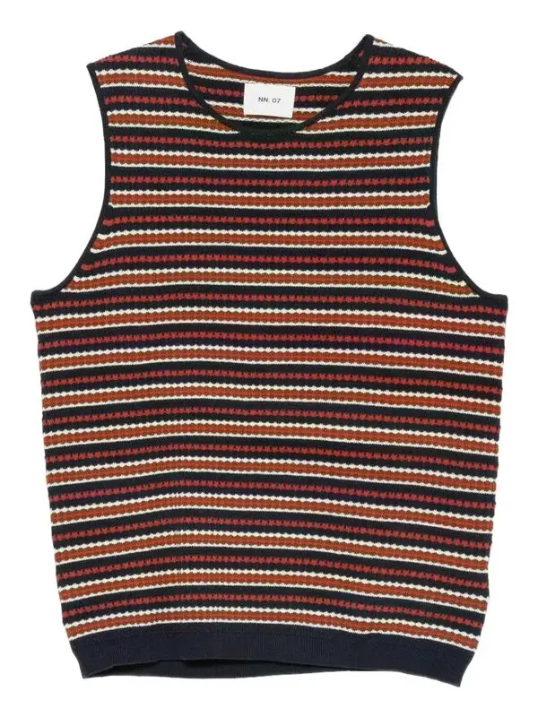 Nn07 Striped Knitted Vest - Blue
