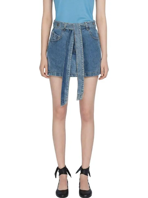 Attico Belted Skirt - Denim