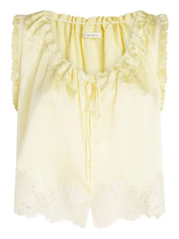 DÔEN Silk Embroidered Toulouse Blouse - White