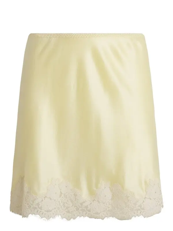 DÔEN Silk Lace Trim Mini Skirt - White