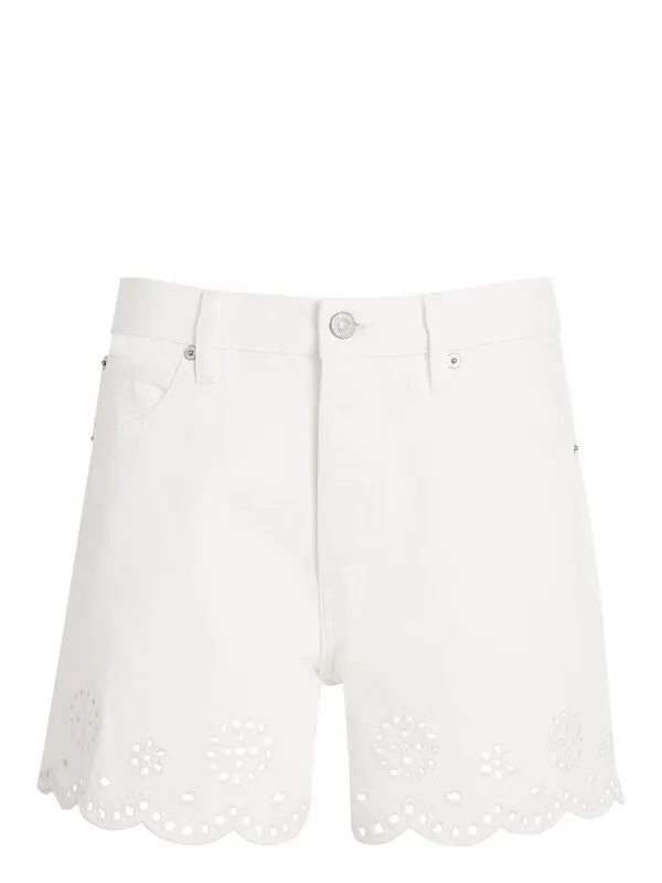 FRAME Eyelet Long Hang Denim Shorts - White