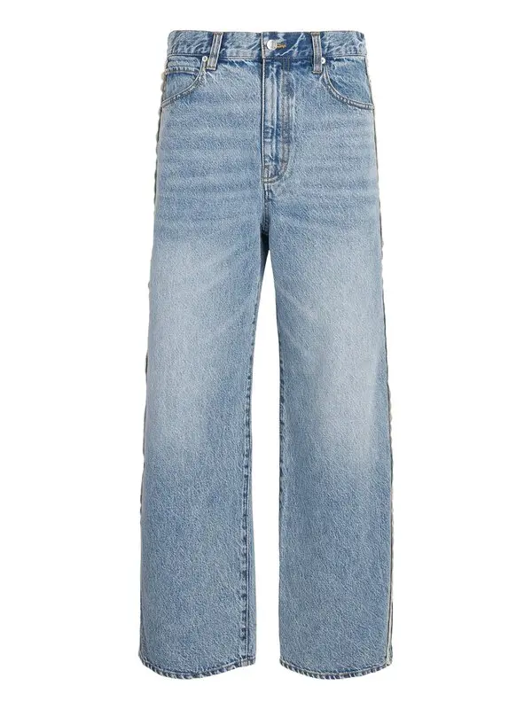 FRAME Crochet Bow Crop Wide-leg Jeans - Blue