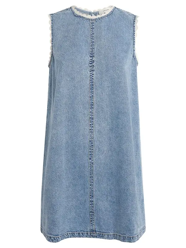 FRAME Crochet Trim Mini Dress - Blue
