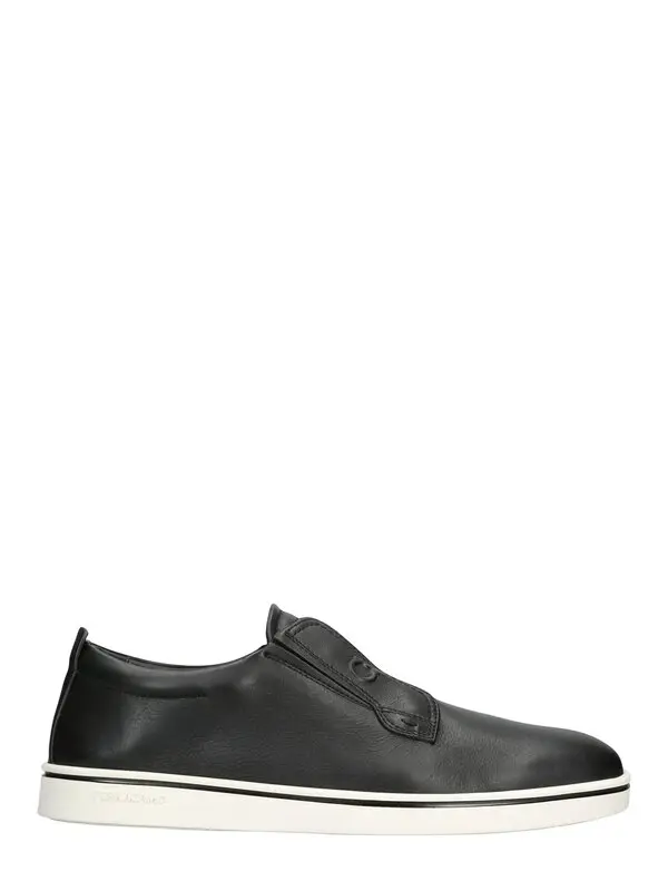 FERRAGAMO Leather Slip-on Sneakers - Black