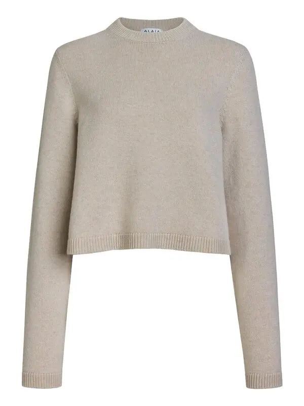 Alaïa Cashmere-blend Cropped Sweater - Beige