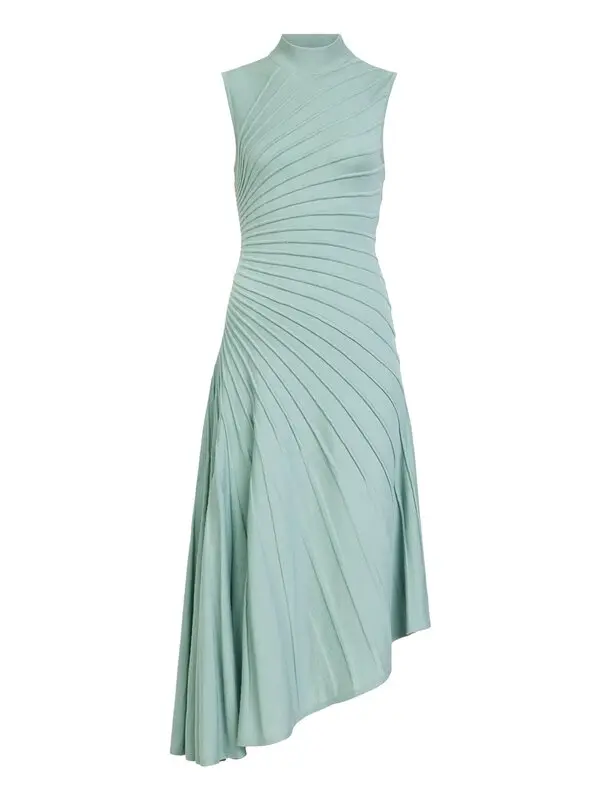 Alaïa Wool Asymmetric Maxi Dress - Green