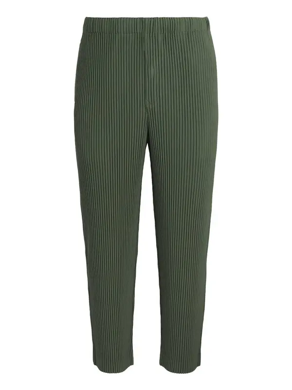 Issey Miyake Pleated Straight Leg Trousers - Green