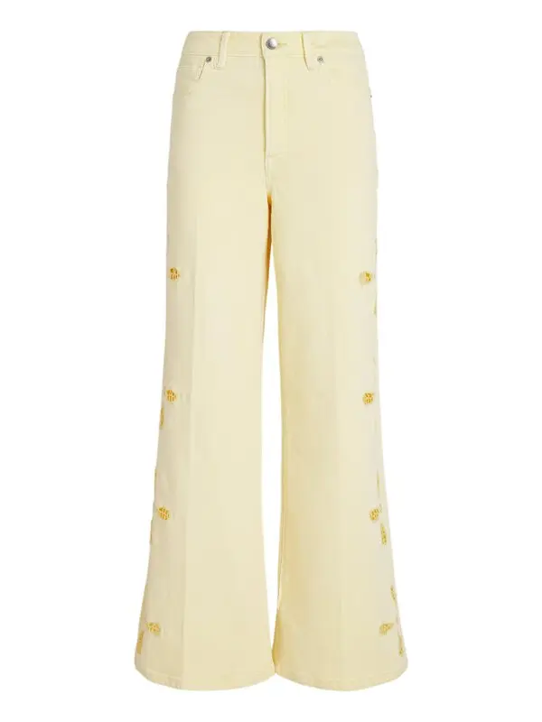 Good American Embroidered Good Waist Palazzo Jeans - Yellow