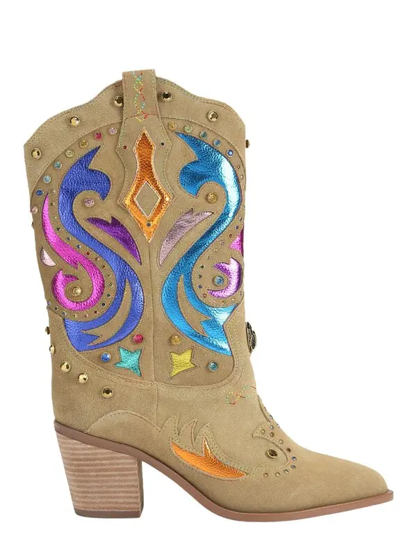 Kurt Geiger Suede Kensington Cowboy Boots - Beige