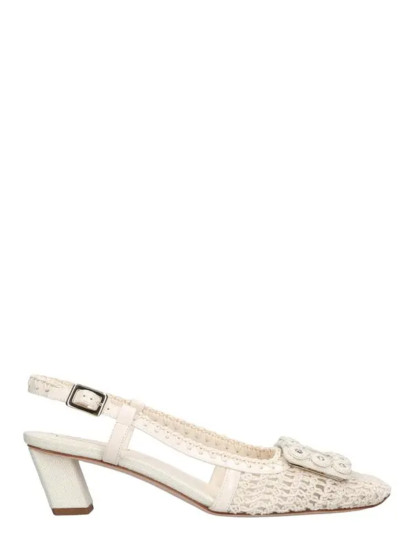 ROGER VIVIER Crochet Belle Vivier Slingback Pumps - White