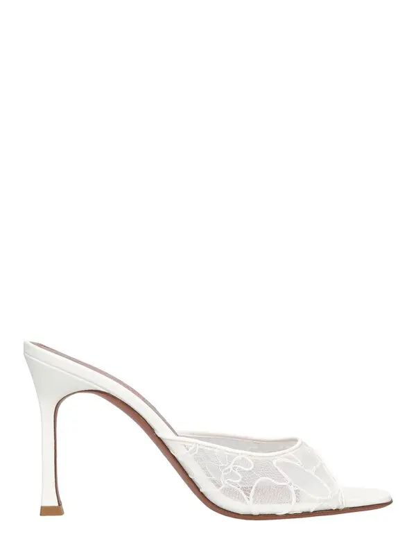 Amina Muaddi Lace Alexa Heeled Mules 95 - White