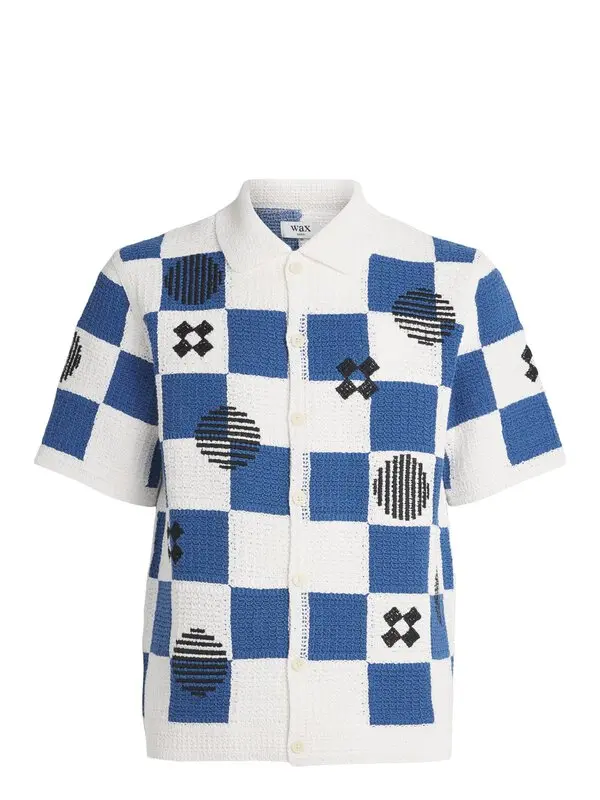 WAX LONDON Cotton Crochet Porto Shirt - Blue