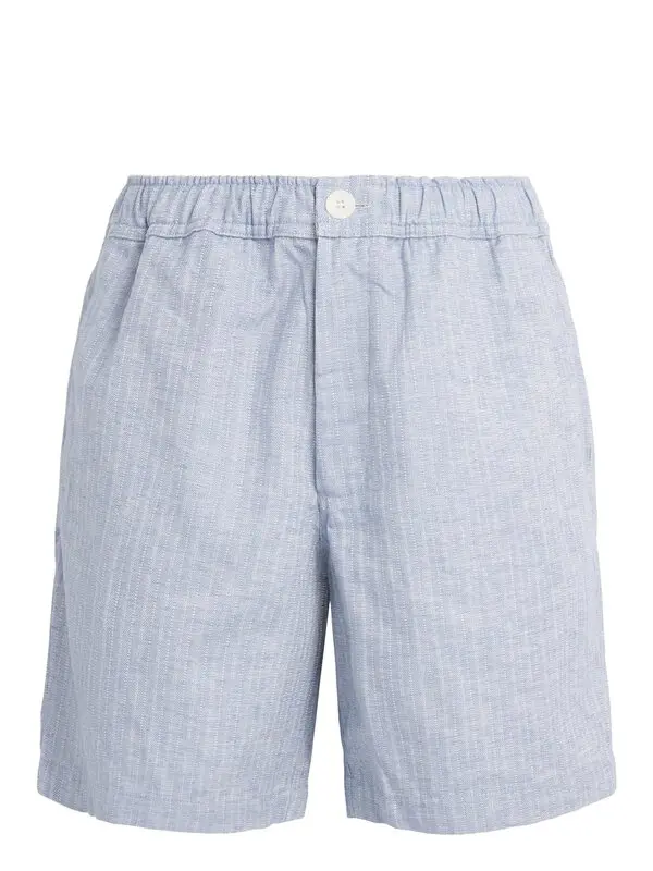 WAX LONDON Kurt Cotton-linen Herringbone Shorts - Blue