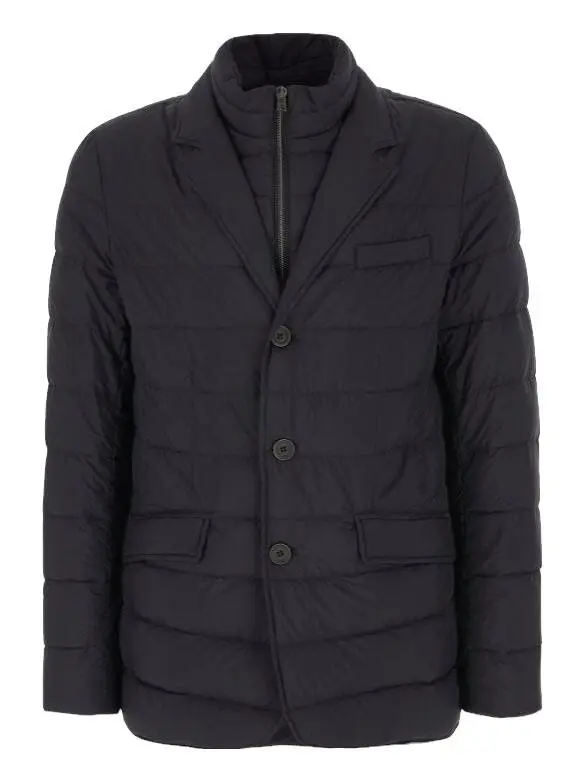 Herno Layered Effect Quilted Coat - Black