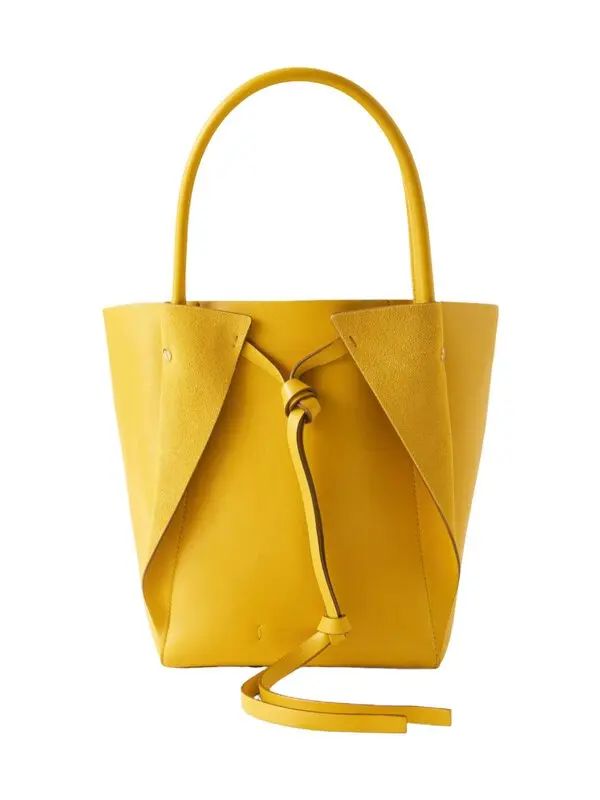 Gabriela Hearst Small Suede And Leather Tote - Yellow