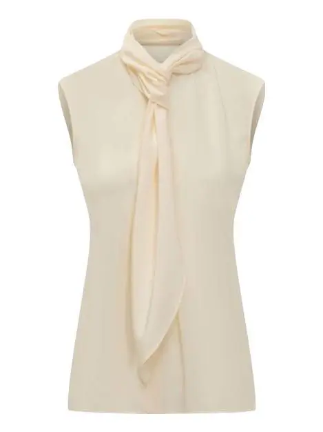 Alberta Ferretti Sleeveless Knotted Neck-tie Shirt - Nude