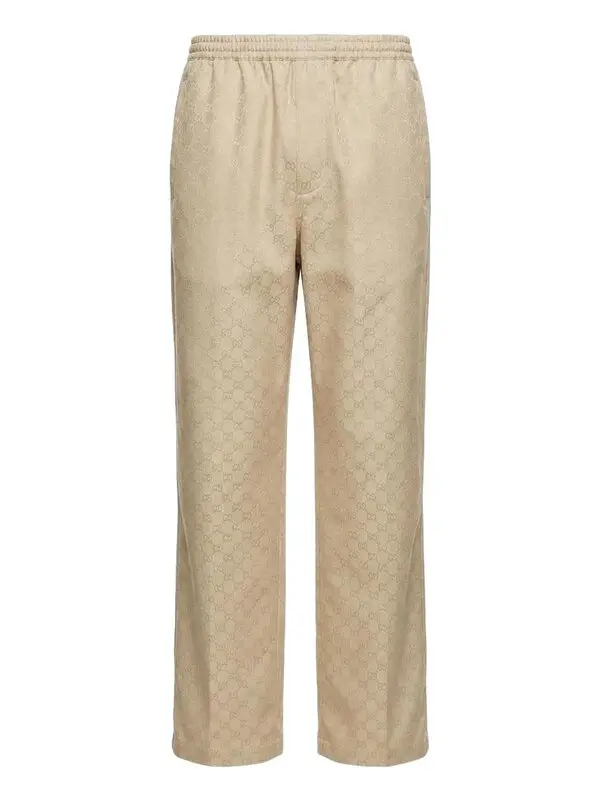 Gucci Gg Cotton Canvas Pants - Light Beige