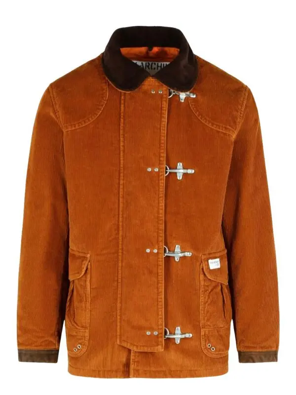 FAY Toggle Fastening Corduroy Jacket - Brown