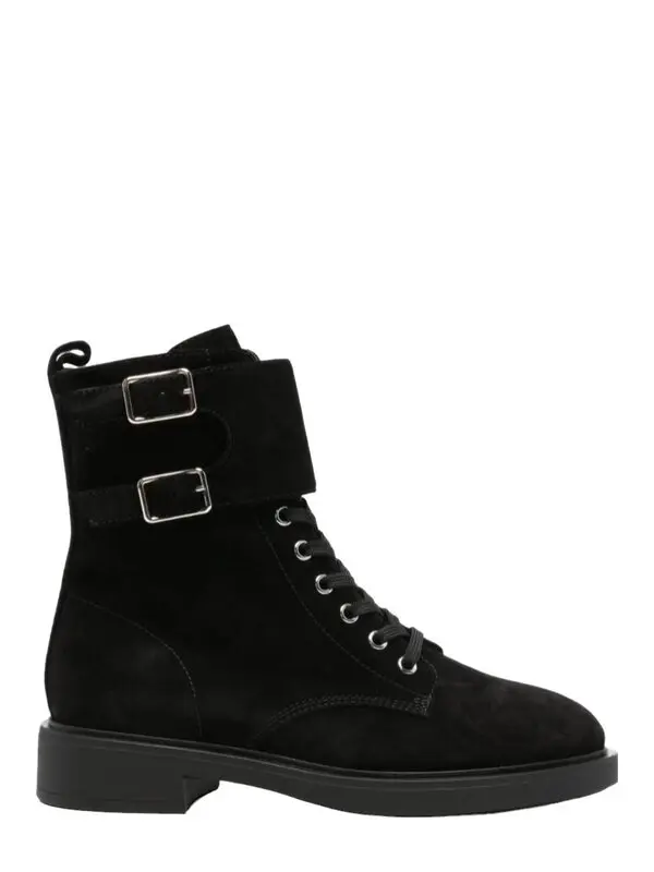 GIANVITO ROSSI Buckled Lace-up Boots - Black