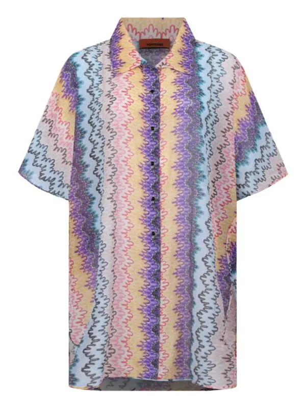 Missoni Zigzag Patterned Short-sleeved Shirt - Gray