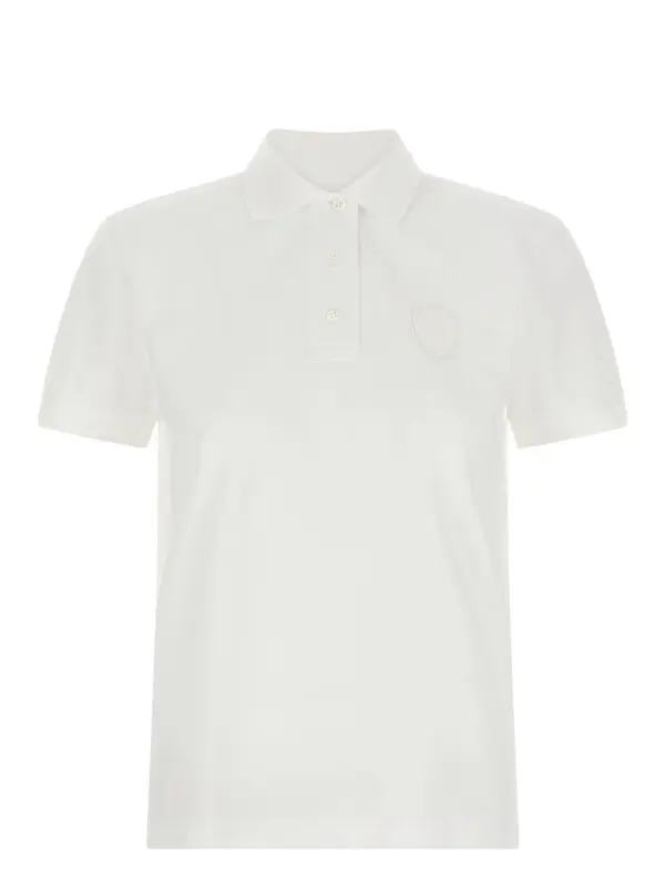 Brunello Cucinelli Appliqué Short Sleeved Polo Top - White