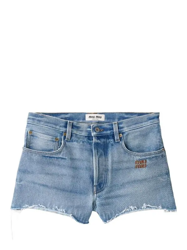 Miu Miu Washed Denim Shorts - Blue