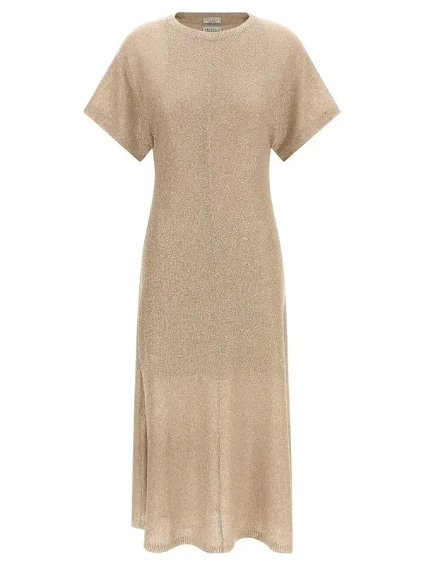 Brunello Cucinelli Sequined Midi Dress - Beige