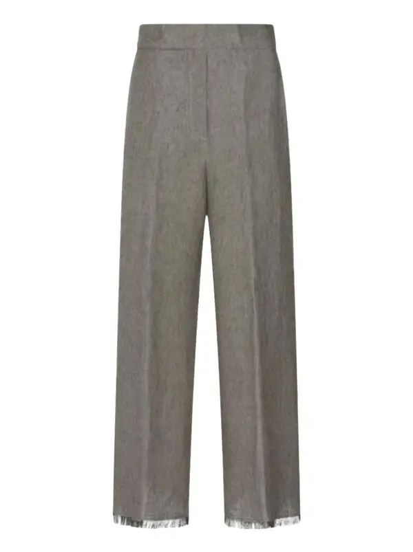 Antonelli Firenze Wide-leg Pants With Frayed Hem - Gray