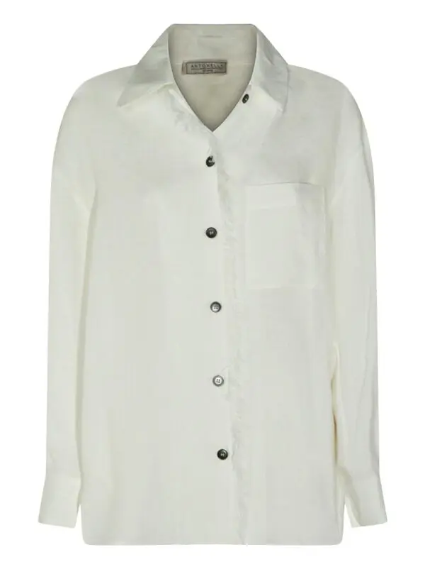 Antonelli Firenze Frayed Trim Shirt - White