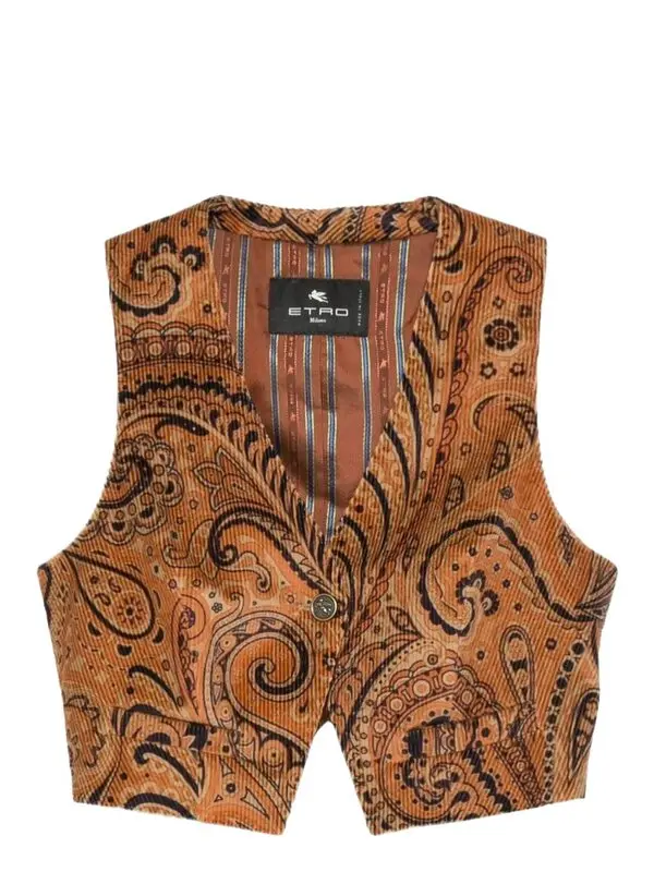 Etro Paisley Pattern Corduroy Waistcoat - Brown