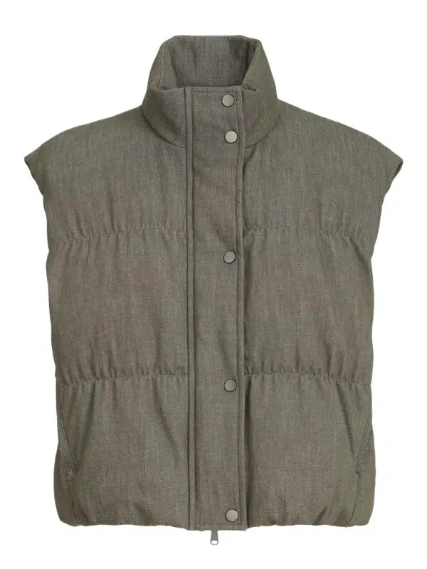 Brunello Cucinelli Twill-weave Puffer Vest - Olive Green