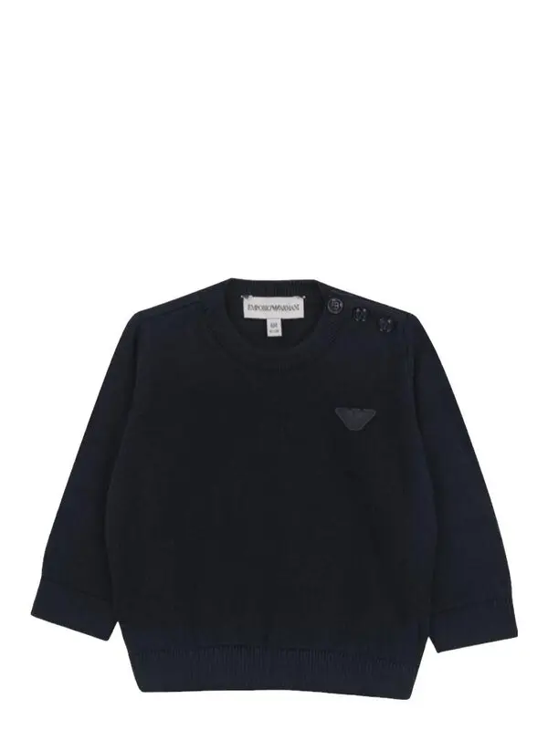 Emporio Armani Eagle Logo Button Detail Sweater - Black