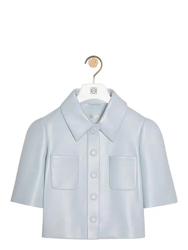 Loewe Nappa Lambskin Cropped Shirt Jacket - Blue
