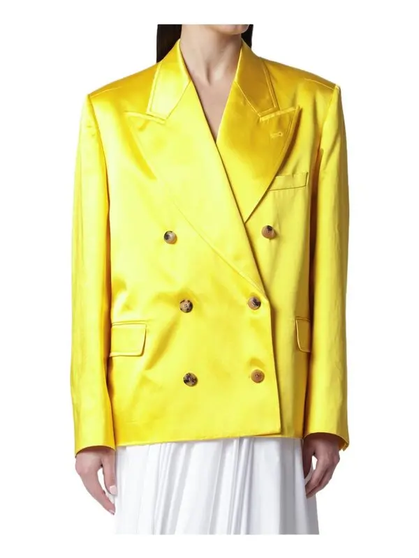 Dries Van Noten Long Sleeve Double Breasted Blazer - Yellow