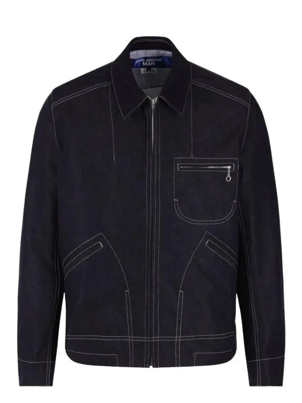 Junya Watanabe Contrast Stitch Zip-up Jacket - Indigo Blue