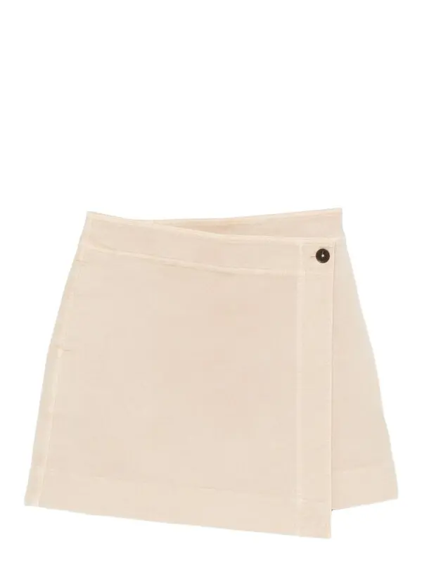 Closed Wrap-style Button-fastening Skirt - Beige