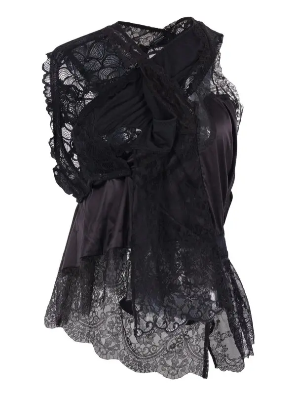 Junya Watanabe X Peach John Lace V-neck Blouse - Black