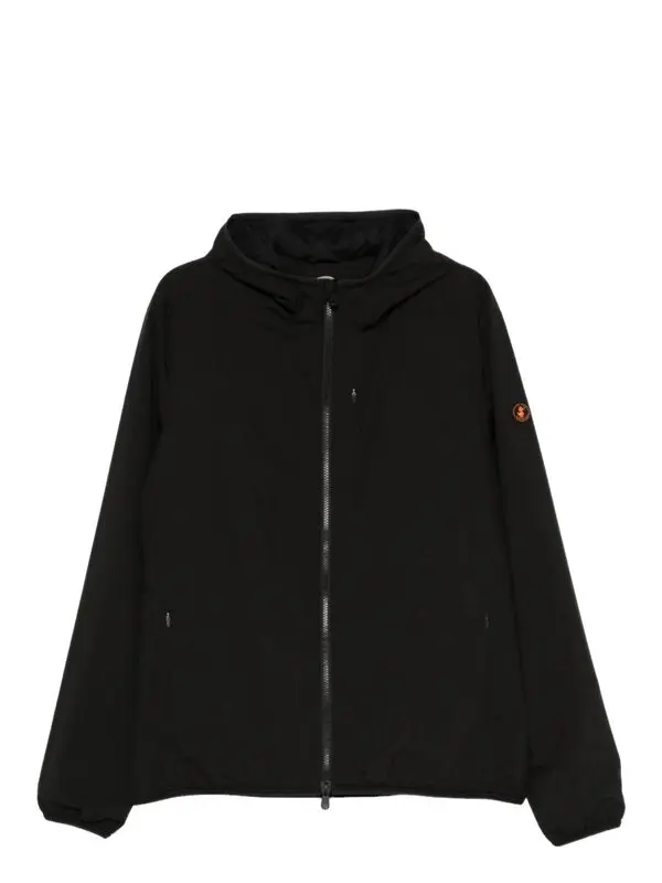 SAVE THE DUCK Hooded Logo-patch Jacket - Black