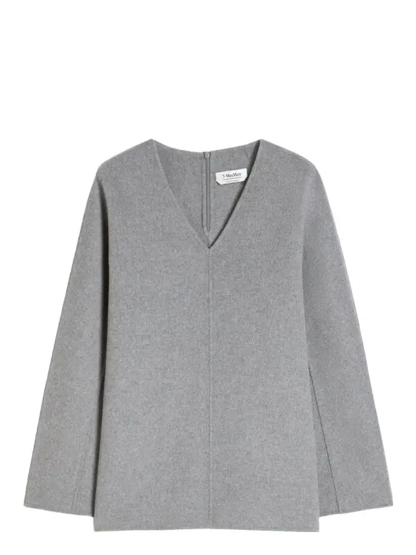 Max Mara Long-sleeved V-neck Blouse - Medium Gray