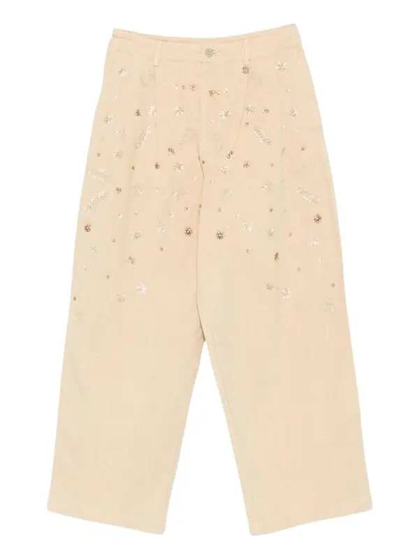 Liu Jo Floral Embellished Trousers - Nude