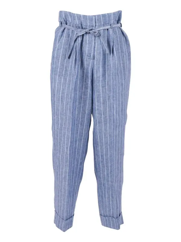 Peserico Striped Drawstring Trousers - Blue