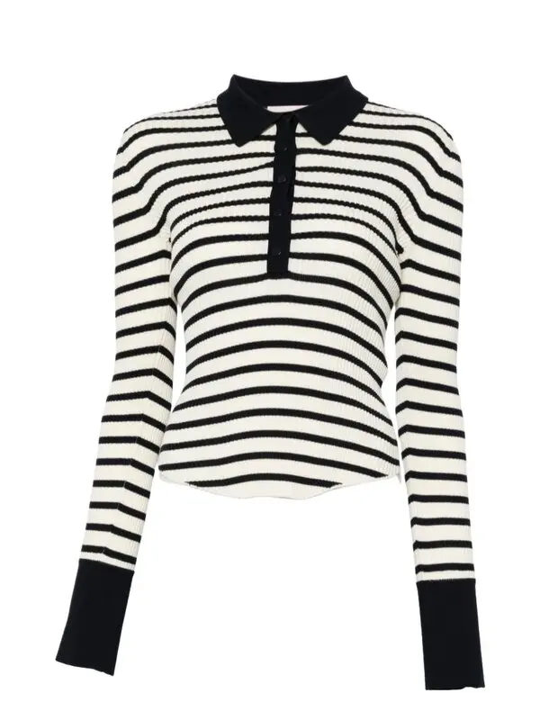 SEMICOUTURE Striped Collared Polo Shirt - White