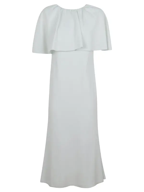 Roland Mouret Cape-overlay Gathered-neck Maxi Dress - White