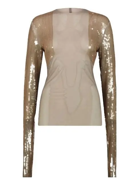 Rick Owens Embellished Long Sleeve Top - Beige