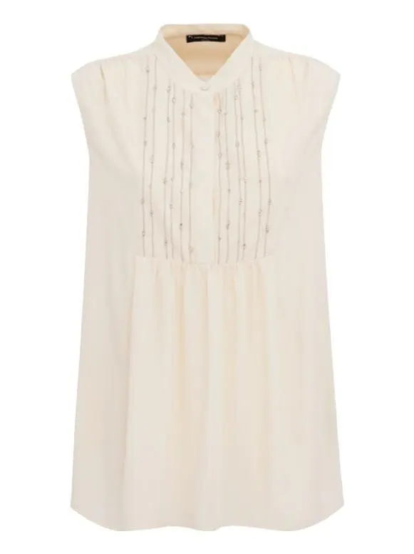 Fabiana Filippi Embellished Crepe De Chine Long Top - White