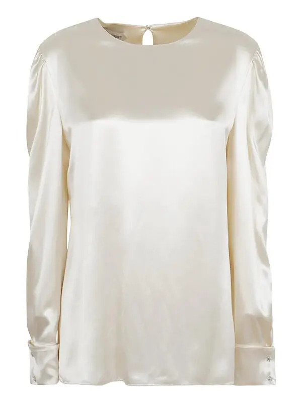 Alberta Ferretti Long-sleeved Round Neck Blouse - White
