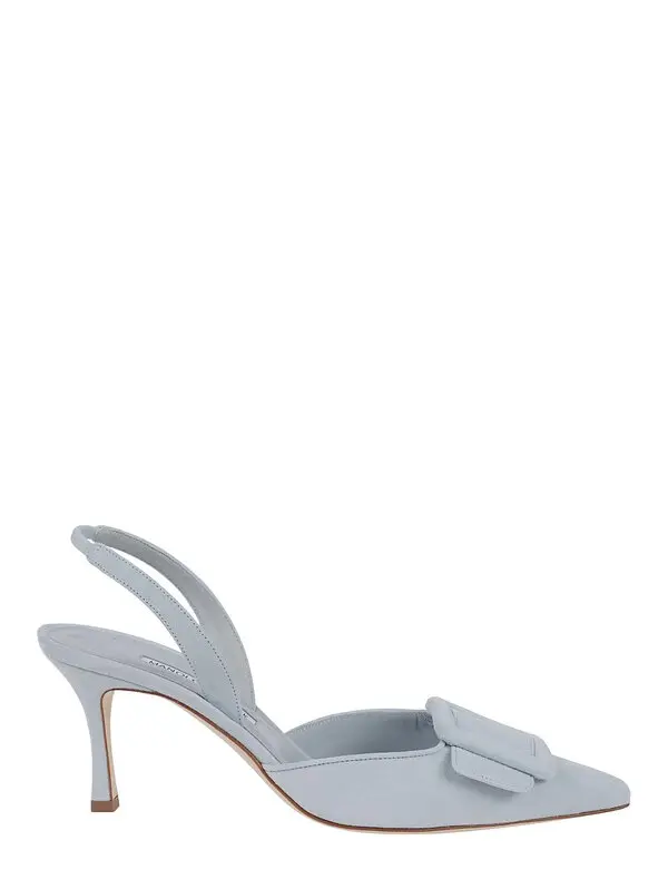 Manolo Blahnik Buckled Slingback Heeled Pumps - Gray